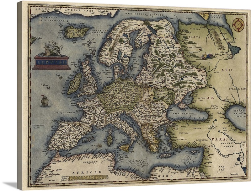 Antique Map of Europe, 1570 | Great Big Canvas