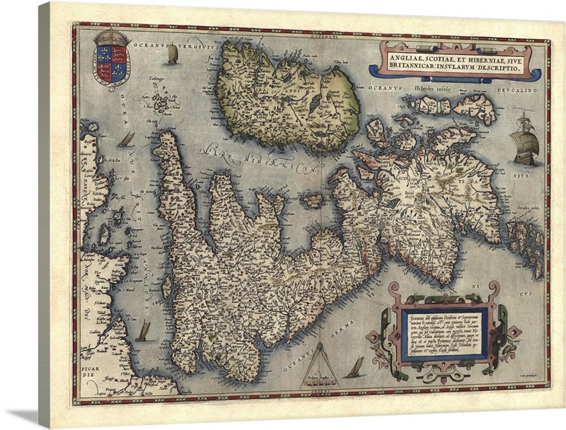 Antique Map of Great Britain and Ireland, 1570 | Great Big Canvas