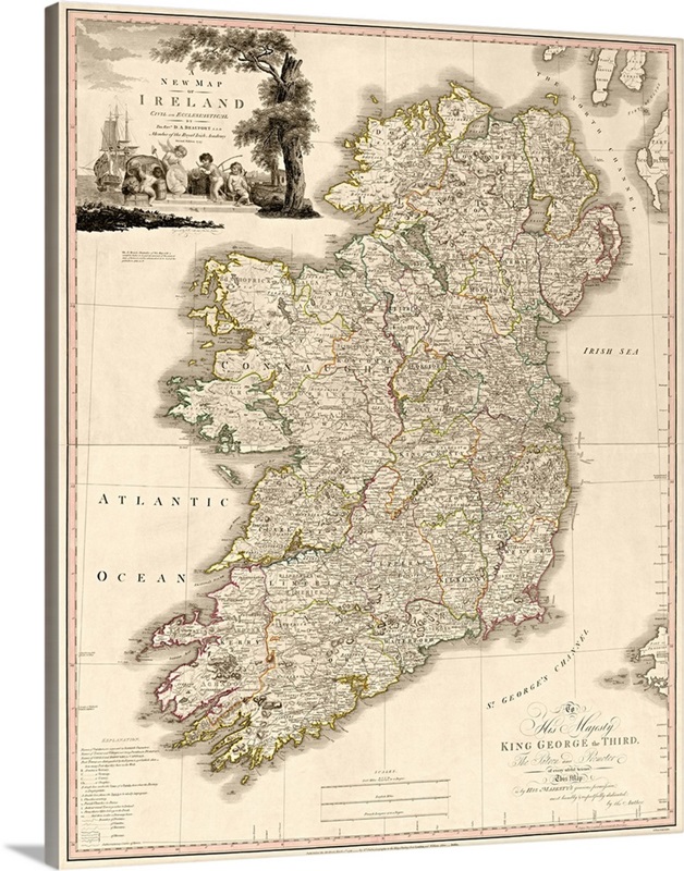 Antique Map of Ireland, 1797 | Great Big Canvas