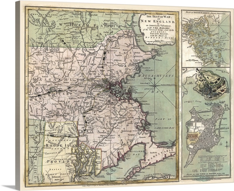 Antique Map of Massachusetts, 1775 | Great Big Canvas