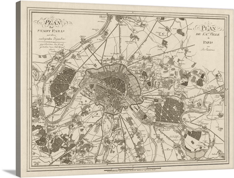 Antique Map of Paris, 1805 | Great Big Canvas