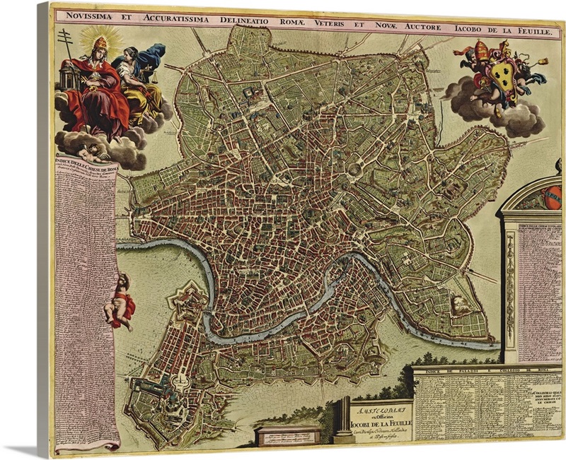 Antique Map of Rome, ca. 1710 | Great Big Canvas