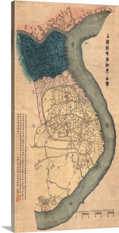 Antique Map of Shanghai, 1884 | Great Big Canvas
