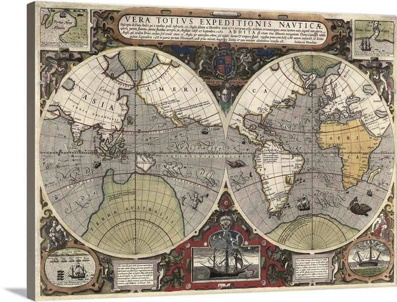Antique Map of the World, ca. 1595 | Great Big Canvas