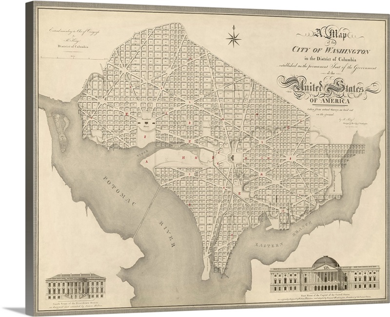 Antique Map of Washington DC, 1818 | Great Big Canvas