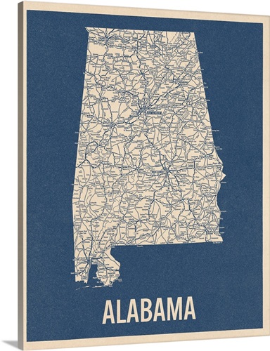 Vintage Alabama Road Map 2 | Great Big Canvas
