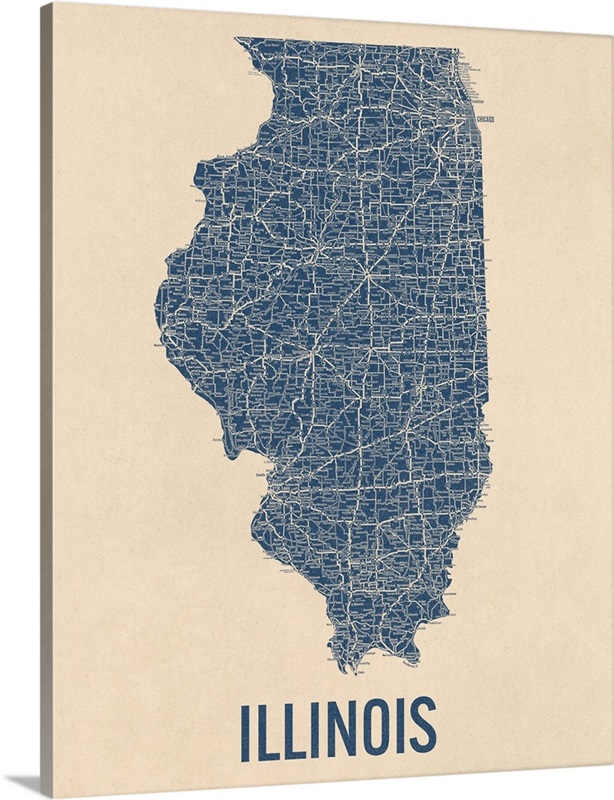 Vintage Illinois Road Map 1 | Great Big Canvas