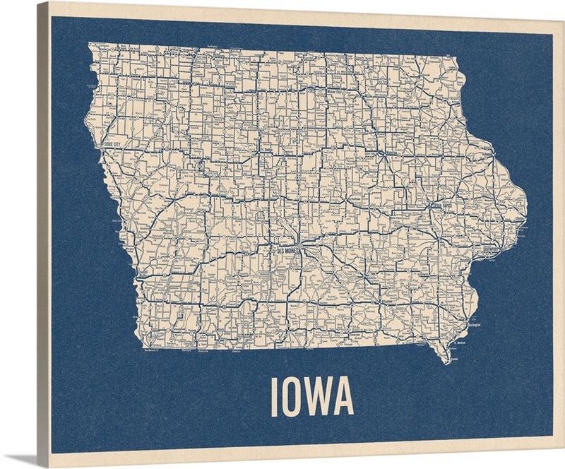 Vintage Iowa Road Map 2 | Great Big Canvas