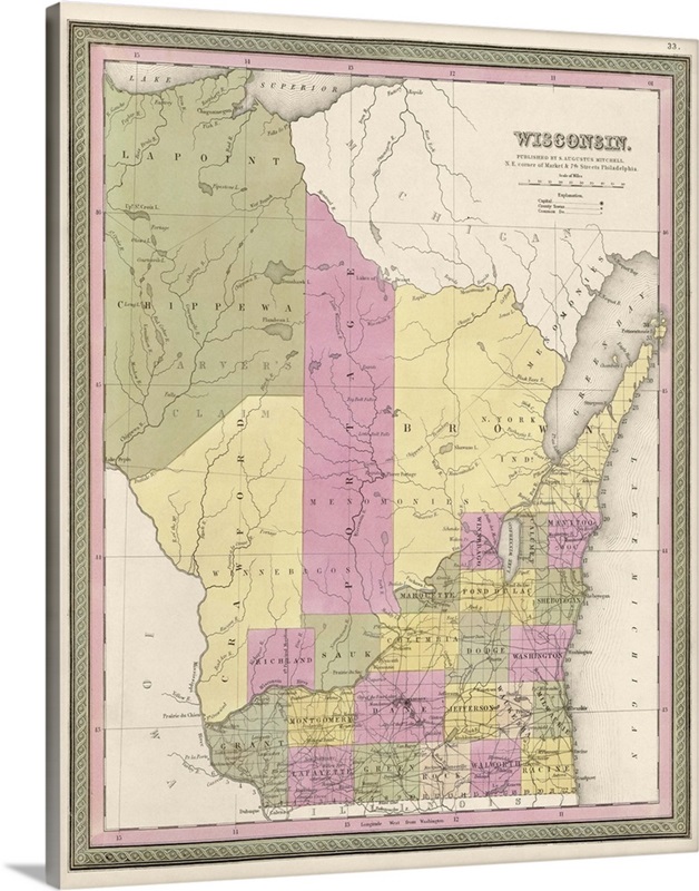 Vintage Map of Wisconsin | Great Big Canvas