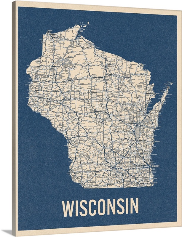 Vintage Wisconsin Road Map 2 | Great Big Canvas