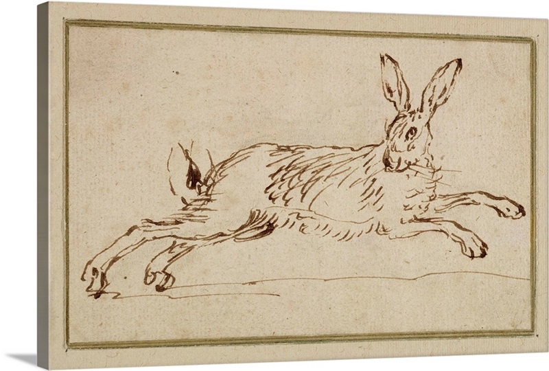 A Hare Running, With Ears Pricked | Great Big Canvas