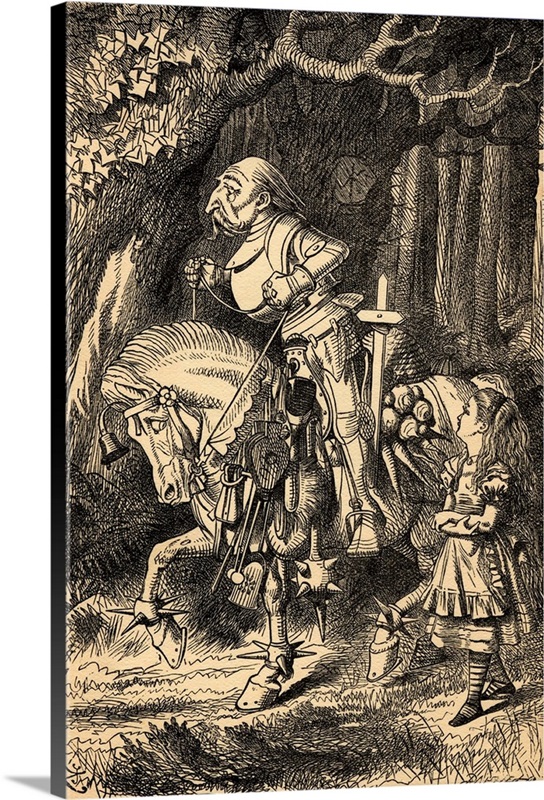 Alice and the White Knight, from 'Alice in Wonderland' by Lewis Carroll ...