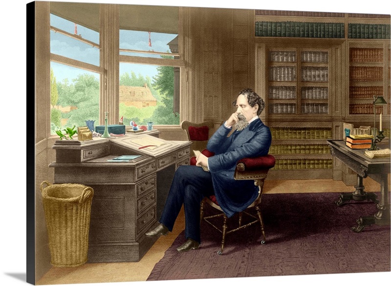 Charles Dickens In His Study In Gadshill, 1865-70 | Great Big Canvas