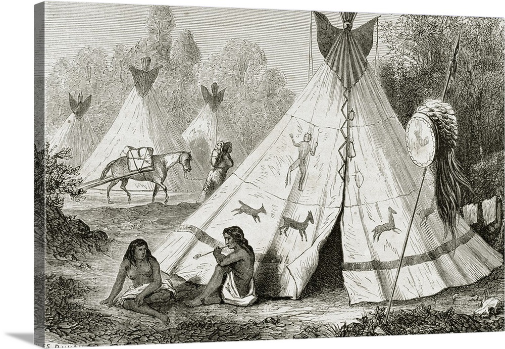 Comanche Indian Camp in the 1850's Wall Art, Canvas Prints, Framed ...