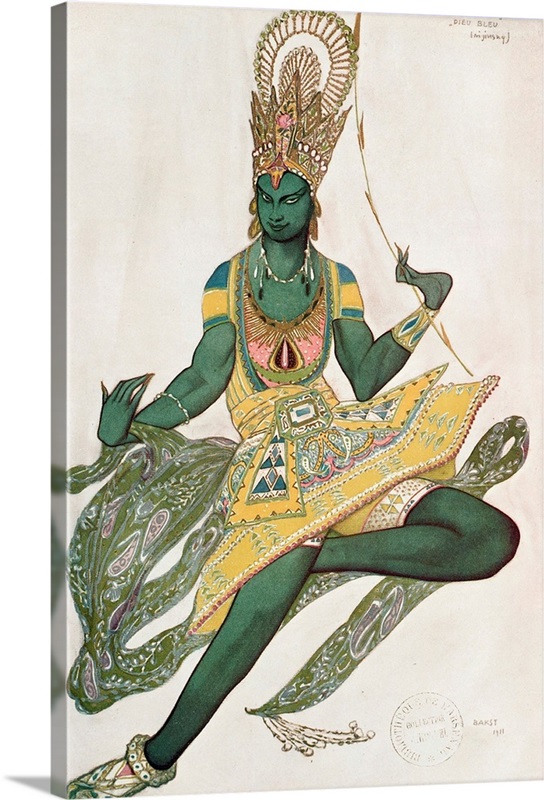 Costume design for Nijinsky (1889-1950) for his role as the Blue God ...