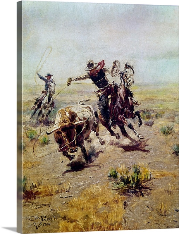 Cowboy Roping a Steer | Great Big Canvas