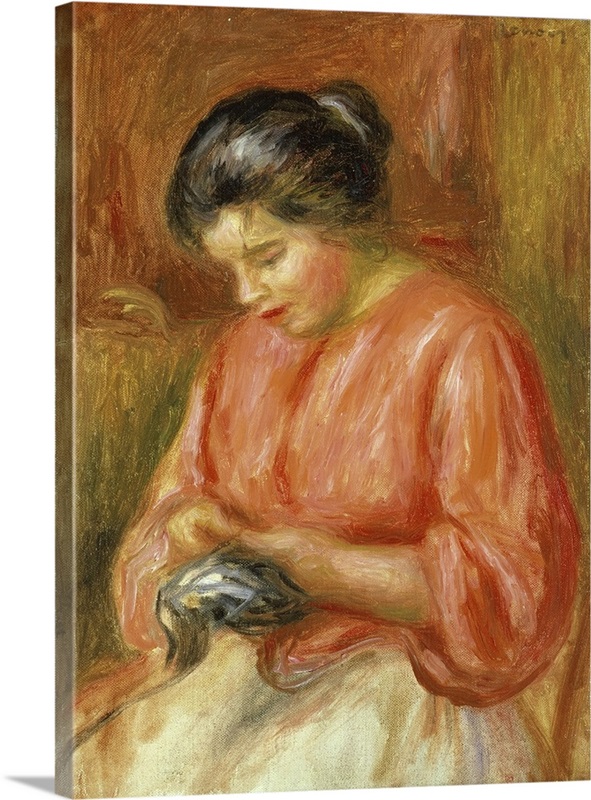 Girl In Red, Knitting | Great Big Canvas