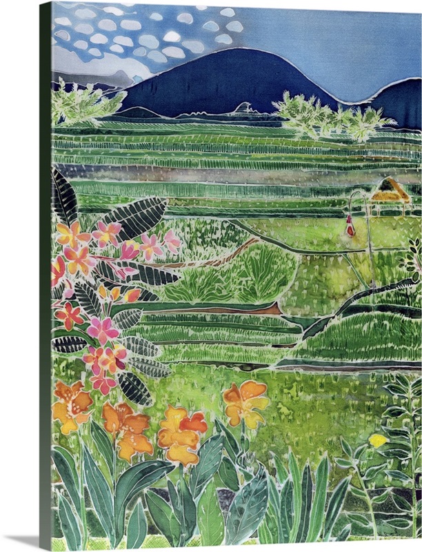 Lovina Ricefields with Lilies and Frangipani, Bali, 1996 | Great Big Canvas