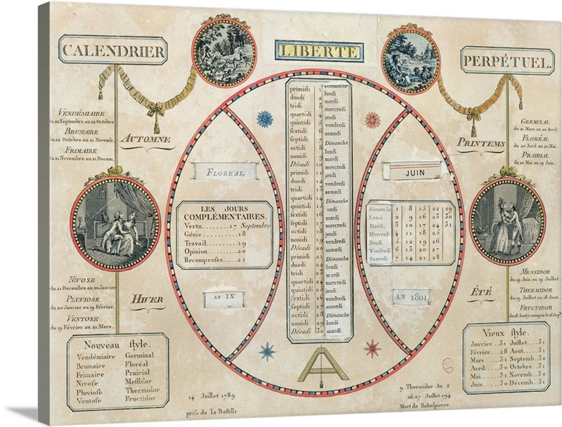 Perpetual Republican Calendar, June 1801 | Great Big Canvas