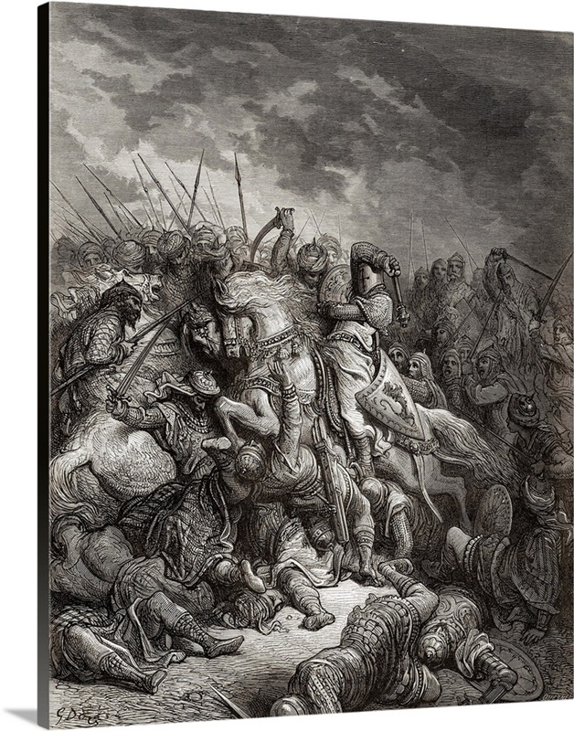 Richard I the Lionheart in battle at Arsuf in 1191, from 'Bibliotheque ...
