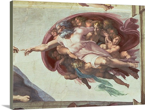 Sistine Chapel Ceiling: The Creation of Adam, detail of God the Father ...