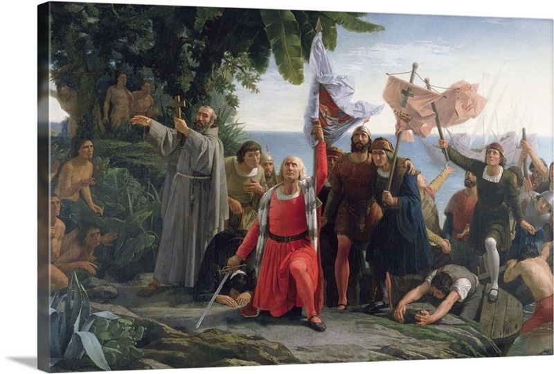 The First Landing of Christopher Columbus (1450-1506) in America, 1862 ...