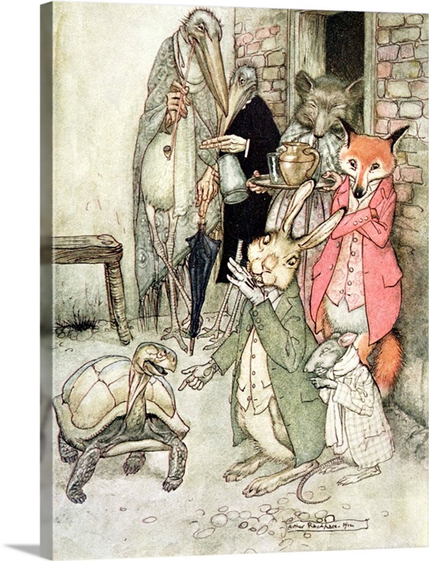 The Hare and the Tortoise, illustration from Aesop's Fables | Great Big ...