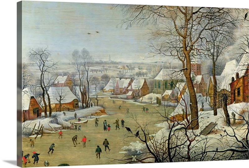 Winter Landscape with Skaters and a Bird Trap | Great Big Canvas