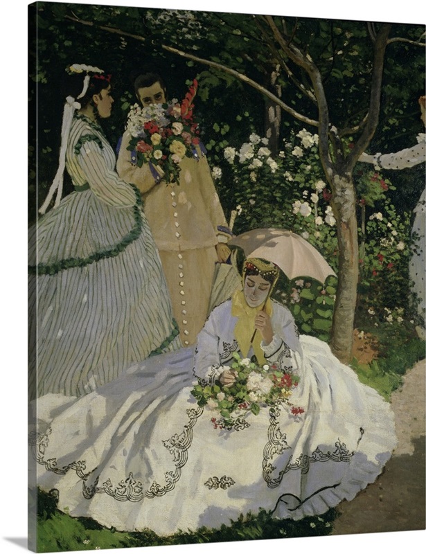 Women In The Garden, Detail Of A Seated Woman With A Parasol, 1866 ...