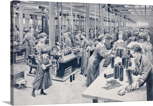 Women working in a munitions factory in 1915 | Great Big Canvas