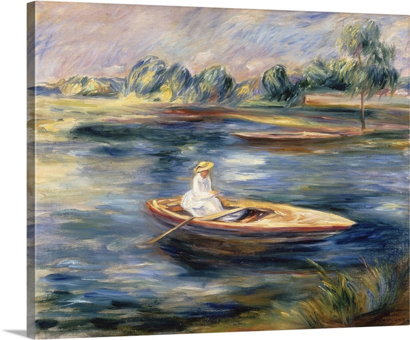 Young Woman Seated In A Rowboat | Great Big Canvas