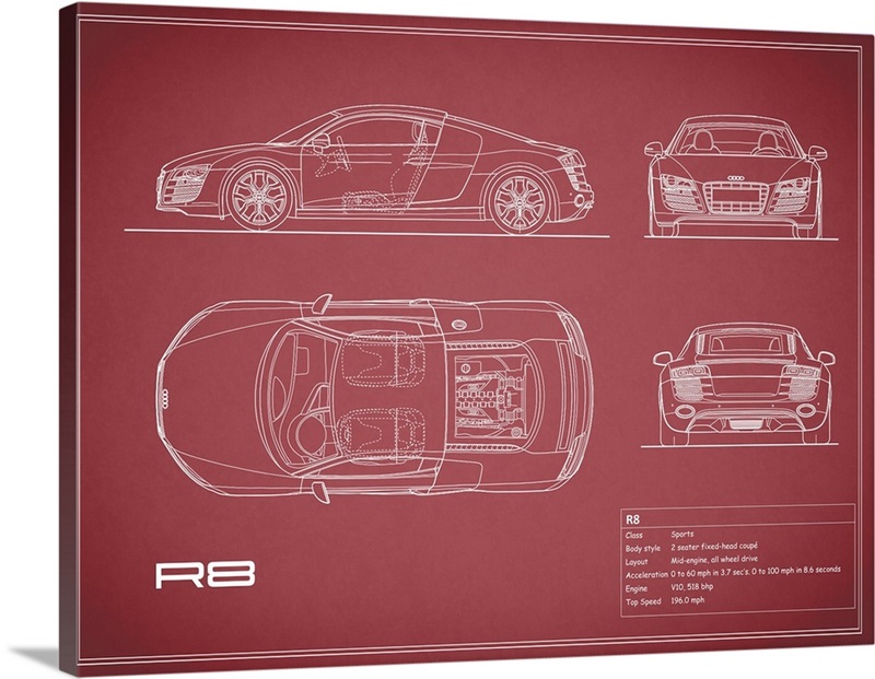 Audi R8 V10 - Maroon | Great Big Canvas