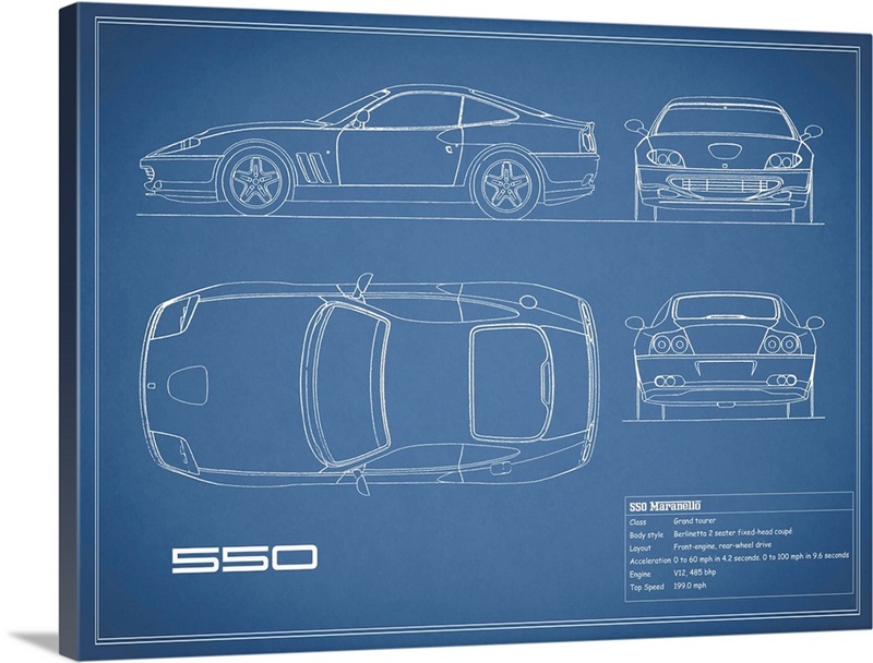 Ferrari 550 - Blue | Great Big Canvas
