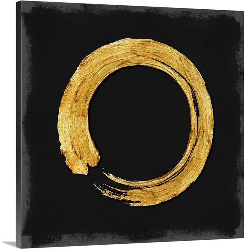 Gold Zen Circle on Black I | Great Big Canvas