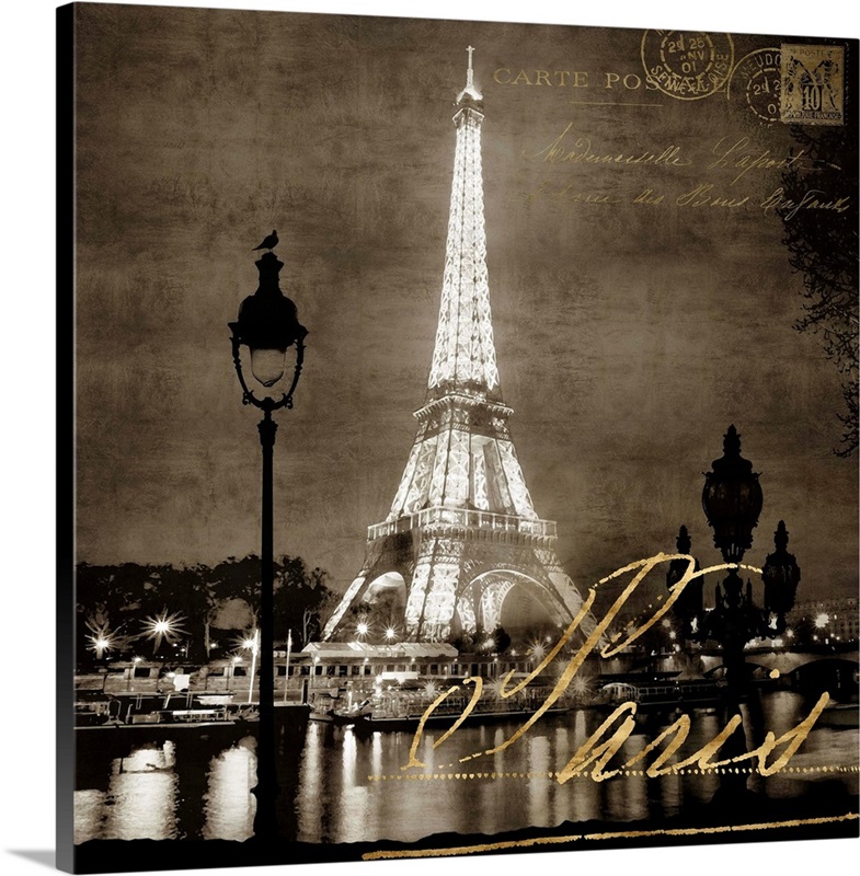 Paris At Night In Sepia | Great Big Canvas