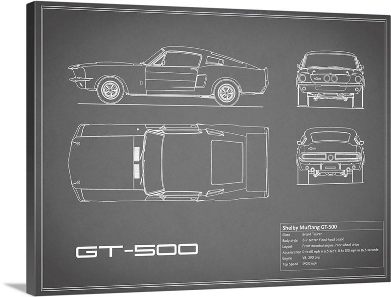 Shelby Mustang GT500 - Grey | Great Big Canvas