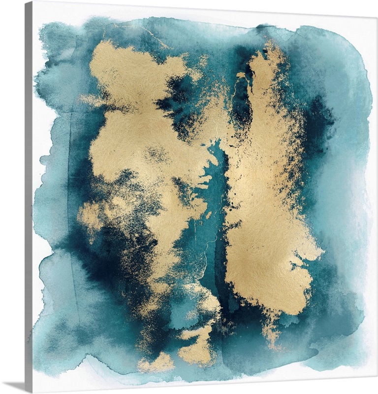 Teal Mist with Gold II | Great Big Canvas