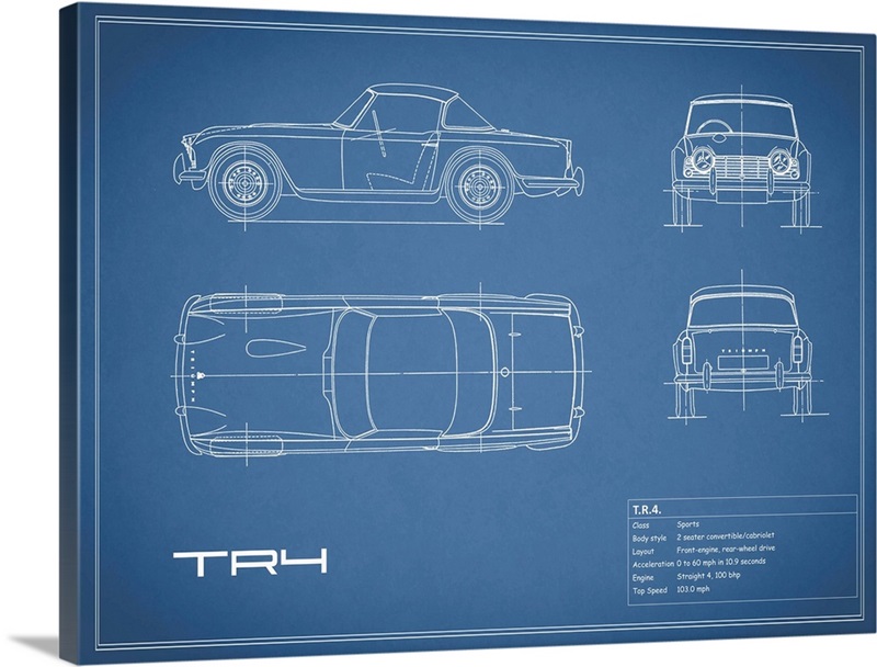Triumph TR4 - Blue | Great Big Canvas