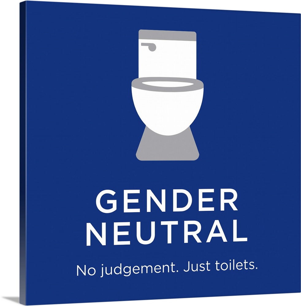 Gender Neutral Toilet Sign in Blue | Great Big Canvas