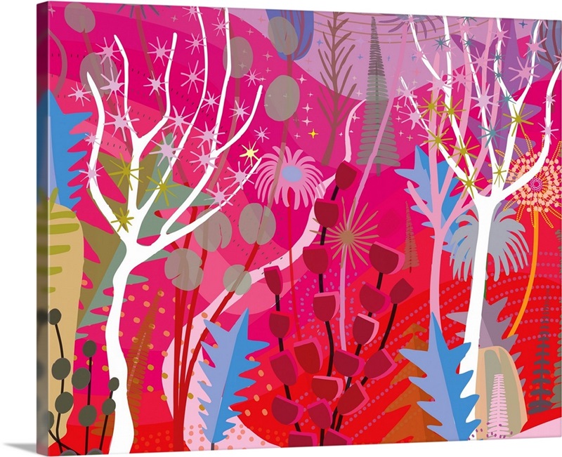 Red Magenta Forest Landscape | Great Big Canvas
