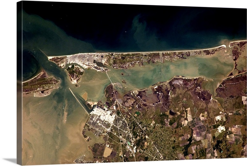 The long beach and silty waters of Galveston, Texas | Great Big Canvas