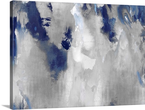 Abstract Silver Stains Indigo | Great Big Canvas