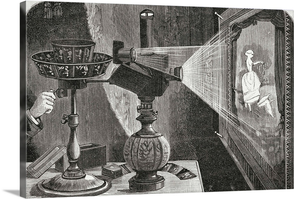 Depicting the Praxinoscope Used by Emile Reynaud in the Theatre Optique ...