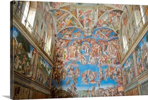 Fresco Paintings By Michelangelo In The Sistine Chapel Wall Art, Canvas ...