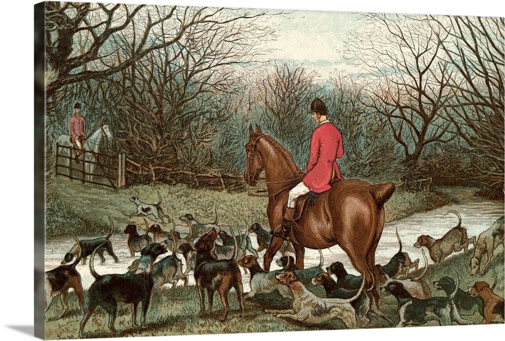 Men On Hunting Trip Using Dogs Wall Art, Canvas Prints, Framed Prints ...