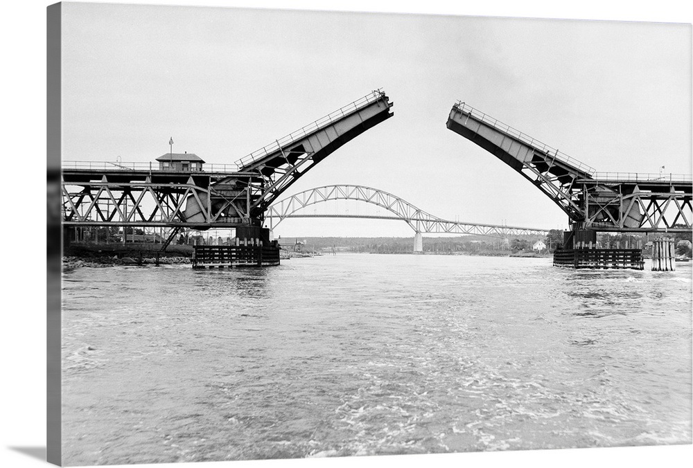 Old And New Cape Cod Canal Bridges 1935 Wall Art Canvas Prints