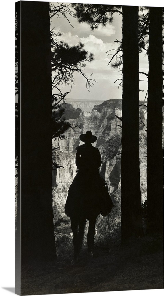 Shadow Of Cowboy Sitting In Tree Line Wall Art, Canvas Prints, Framed ...