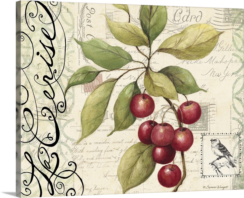 Botanical Cherries Wall Art, Canvas Prints, Framed Prints, Wall Peels ...