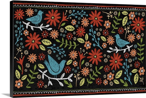 Chalkboard Florals and Birds | Great Big Canvas