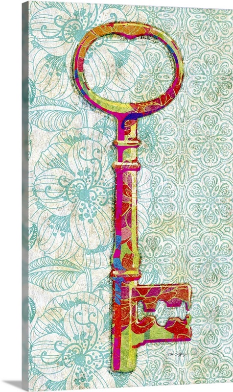 Colorful Keys -Key on Blue | Great Big Canvas